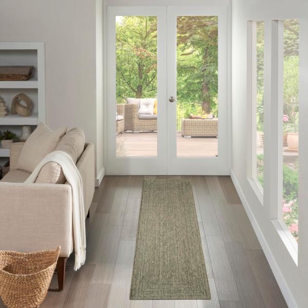 商品名:  Nourison Home Tulum Olive 2' x 6' Area Rug - Easy Clean, Non Shedding, Bed Room, Living Room, Dining Room, Kitchen...
