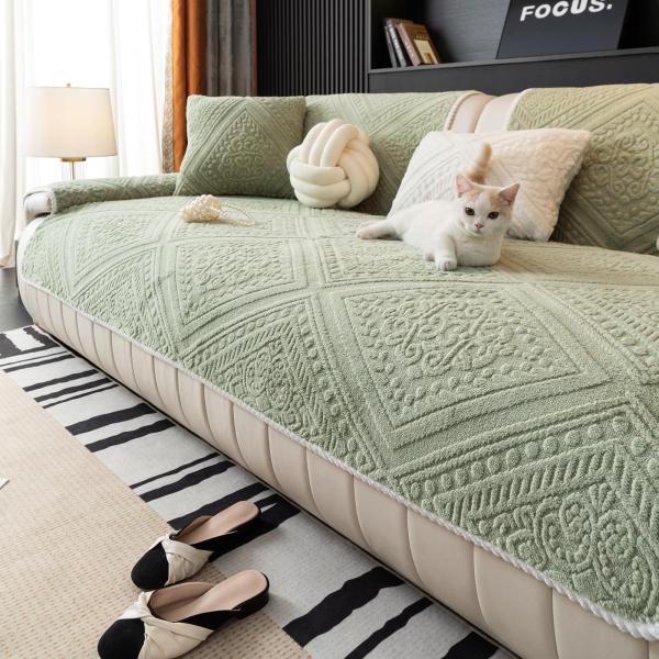 商品名:  vctops Boho Plush Sofa Couch Covers Geometric Jacquard Fuzzy Couch Cover for Dogs Soft Non Slip Sectional Sofa Sli...