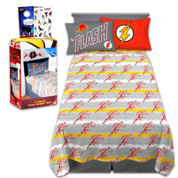 商品名:  The Flash Bedding Set Full Size Bed - Bundle with DC Comics Flat Sheet, Fitted Sheet, and Pillowcases for Full Bed...