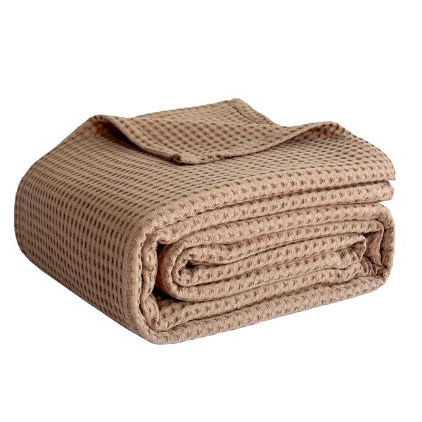 商品名: Simple&amp;Opulence コットン100%ワッフル織りブランケット クイーンサイズ 90インチx90インチ、ソフト 軽量 通気性 快適 ウォッシュ加工 ソファベッド用 レイヤースローブランケット ファームハウス ホー...