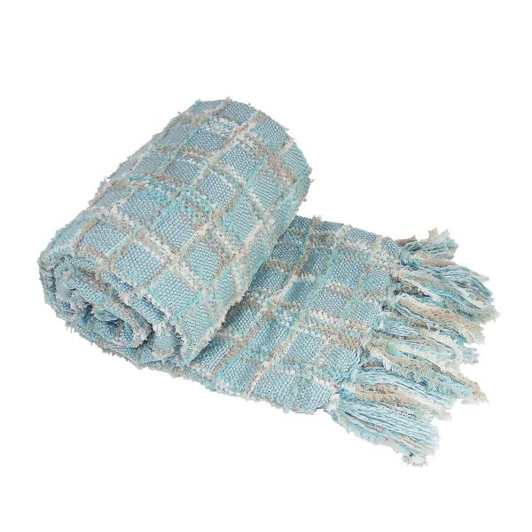 商品名: Home Soft Things マルチカラー シェニール織 カウチ スローブランケット、柔らかく暖か 居心地の良いタータンブランケット タッセル付き スローブランケット リビングルーム ベッド ソファ 椅子の装飾用、ライトブルー...