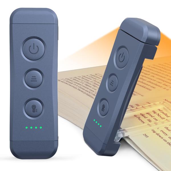 商品名: Glocusent ブックライト 読書灯 ベッドの読書のため USB充電式 ポータブル クリップオンLEDリーディングライト 3つの色温度と5つの明るさ調節可能 小型で耐久性があり 本の愛好家 子供に最適 (Blue Titani...