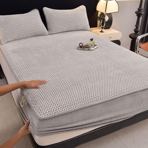 商品名:  California King Fitted Sheet, Velvet Light Gray Bed Sheet Fitted, Soft &amp; Breathable - Easy Care, 180x200cmブランド...