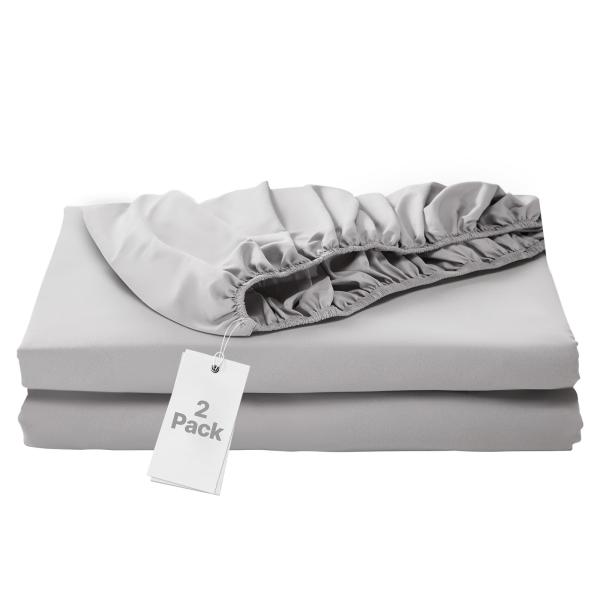 商品名: VEVOR ツインボックスシーツ 2枚セット ボトムシーツ マイクロファイバー 耐摩耗性 通気性 片面ブラッシング 深いポケット 38.1 cm マットレス用 グレー VEVOR Twin Fitted Sheet 2 Pack,...