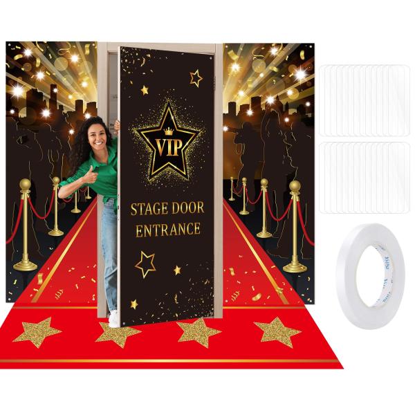 商品名: VitalCozy VIPパーティーデコレーション VIPステージドア 玄関カバー 映画ナイトバナー スター写真背景カバー レッドカーペットランナー 音楽賞 映画ナイトパーティー用品 4個 VitalCozy 4 Pcs VIP ...