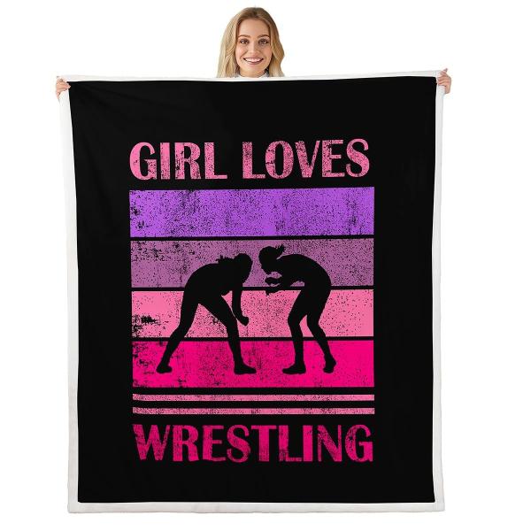 商品名: jejeloiu ガールズ レスル フリース スローブランケット スロー 50インチx60インチ レディース ピンク レスリング シェルパ ブランケット レスリング フラナール ブランケット スポーツルーム 装飾 フラシ天 ふわふ...