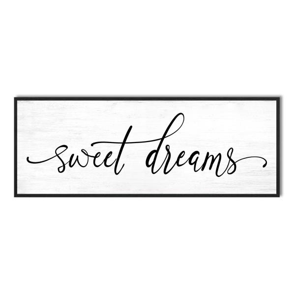 商品名: ベッドの上のSweet Dreamsウォールデコール:32インチ×12インチ ラージ フレーム付きベッドルーム キャンバスウォールアート、ファームハウス スイートドリームサイン マスターベッドルームゲストルーム ブラック ハンギン...