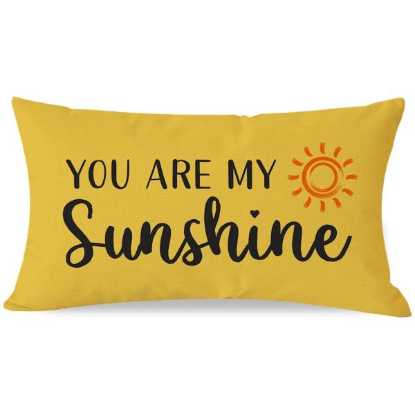 商品名: PANDICORN 春夏イエロー スローピローカバー 12x20インチ You are My Sunshine Sun アウトドア ファームハウス デコレーション 腰部装飾クッションケース 自宅 リビングルーム ソファ カウチ テ...