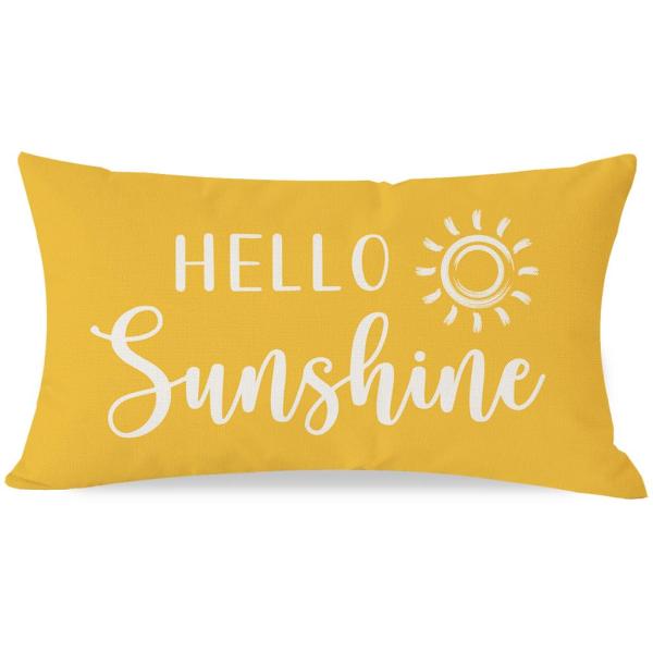 商品名: PANDICORN Hello Sunshine クッションカバー 12x20インチ サンイエロー アウトドア 春 夏 ファームハウス デコレーション 腰部装飾クッションケース 自宅 リビングルーム ソファ カウチ テラス ポーチ...