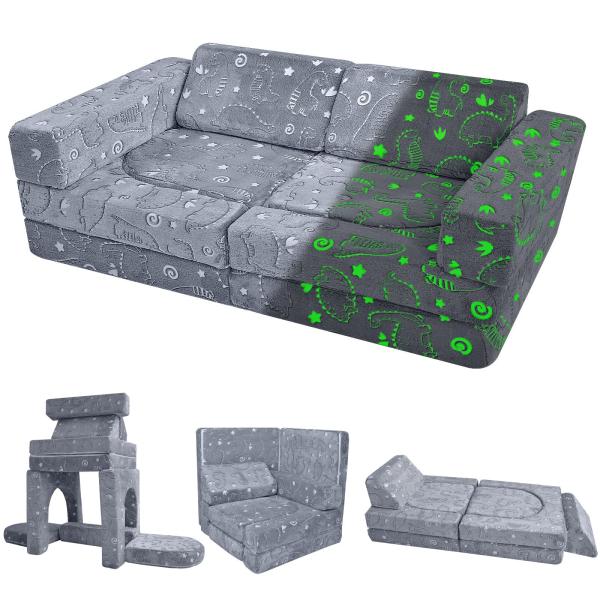 商品名: MeMoreCool モジュラーキッズソファー MeMoreCool 10-Piece Kids Play Couch ? Modular Foam Sofa Set for Playroom, Fold-Out Converti...