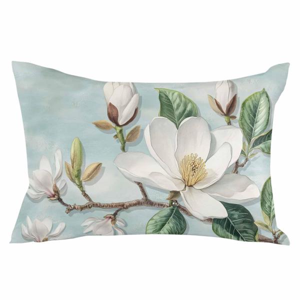 商品名:  Flowers Pillowcase 12x20 Inch Spring White Magnolia Branch Teal Background Soft Brushed Microfiber Pillow Covers w...