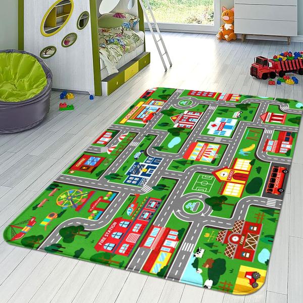 商品名: City Road カーペット、子供用カーペットプレイマット、プレイルーム用、3x5フィート Kids Carpet Mat Rug, City Road Map Mat for Kids Cars, 3x5 FT, Educat...