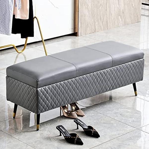 商品名:  UHRLGHS Soft Seat Shoe Changing Stool Leather Storage Bench,Premium Storage Bench End of Bed Upholstered Bench,Mod...