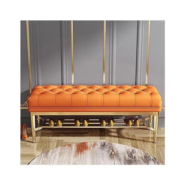 商品名:  UHRLGHS Foot Rest Sofa Shoe Storage Bench Hallway Shoe Cabinet, Premium Leather Entryway Bench with Golden Shoe Ra...