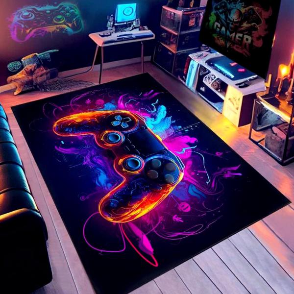 商品名: クールなゲーミングラグ、ゲーマーカーペットボーイズルーム装飾、ゲームパッドコントローラープレーヤーラグ、ゲームエリアの滑り止め装飾カーペット、部屋やソファ用のコントローラーゲームカーペット Cool Gaming Rug, 2.6...