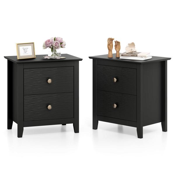 商品名:  Giantex Nightstands Set of 2, Modern 2 Drawers Night Stands with Handles, Sofa Side Table with Sturdy Legs for Sma...