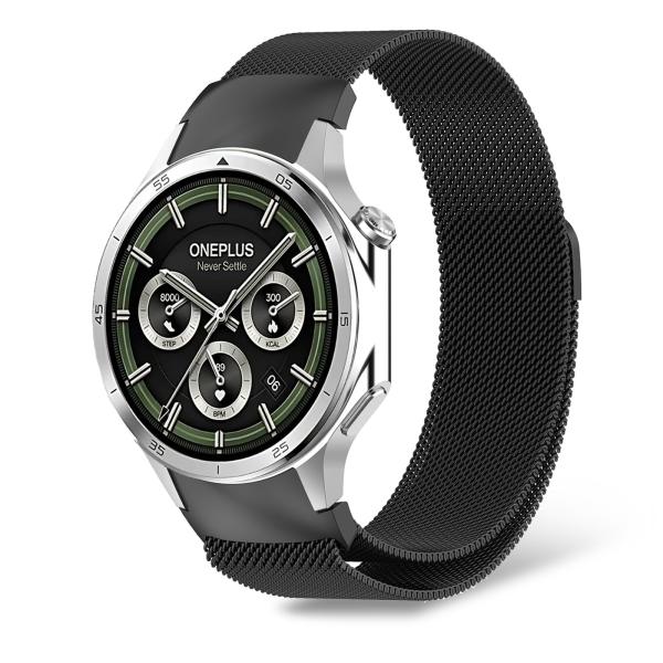 商品名: YANMONGI OnePlus Watch 3用メタル交換用バンド、ステンレススチールブレスレット交換用メッシュメタルリストバンドストラップ、調節可能なリストバンド, ブラック, 2, モダン YANMONGI For OneP...