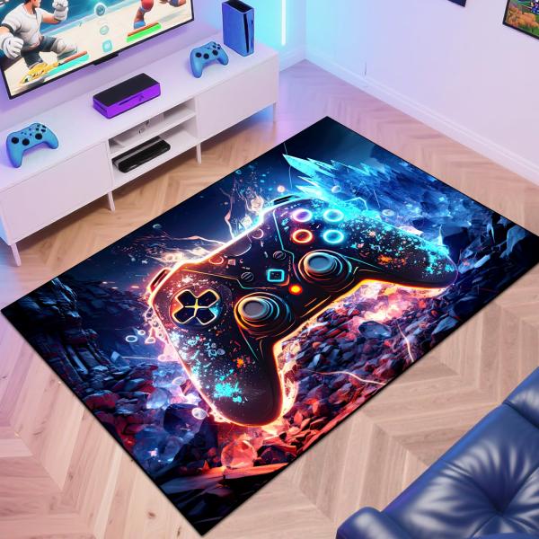 商品名:  Gaming Area Rug Teen Boys Carpet, Colorful Gamepad Background Game Controller Design for Game Room, Boys Girls Bed...