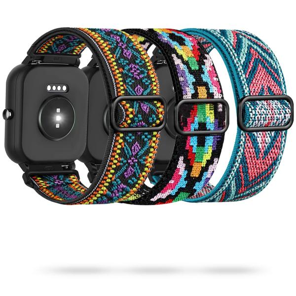 商品名: LYSANDRA ストレッチナイロン腕時計バンド 3Plus Callieバンド対応 ストレッチエラスティック ナイロン製 調節可能な交換用ストラップアクセサリー 3Plus Vibe Plus/Vibe + スマートウォッチ用 ...