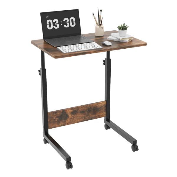 商品名: FCH ポータブルコンピュータワークステーション スタンディングデスク 高さ調節可能 小型コンピュータデスク ローリング付き シットスタンド ノートパソコンデスク テレビトレイ ベッド/ソファ/病院/読書/食事用 素朴なブラウン ...
