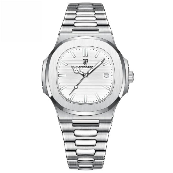 商品名:  Poedagar Man Fashion Wristwatch Business Stainless Steel Band Quartz Men Watch Waterproof Luminous Date Square Men...