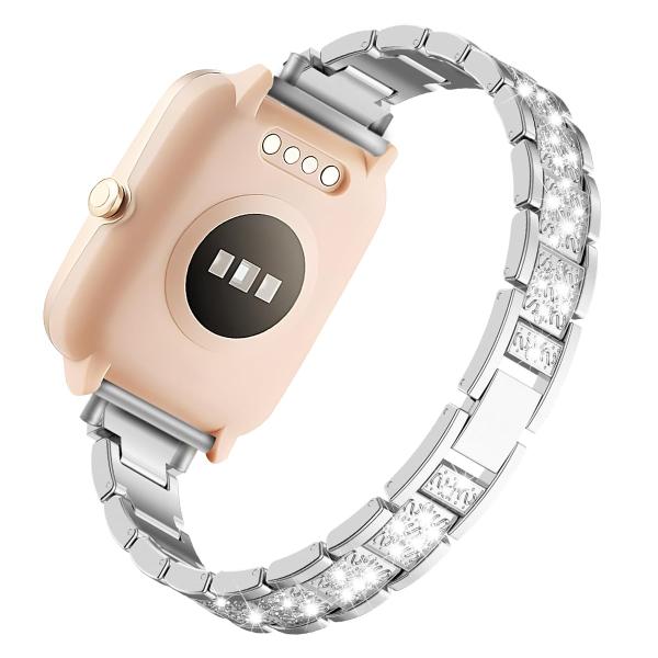 商品名: LYSANDRAバンド Spade Co Health Smartwatch 4 女性用 メタルジュエリー キラキラダイヤモンド 薄型交換用ストラップ Spade Co Health Smartwatch 4用 (シルバー) LY...