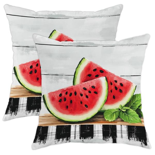 商品名:  Watermelon Pillow Covers Set of 2, Red Fruit Floral Throw Pillows Case, Summer Decorative Square Home Decor Cushio...
