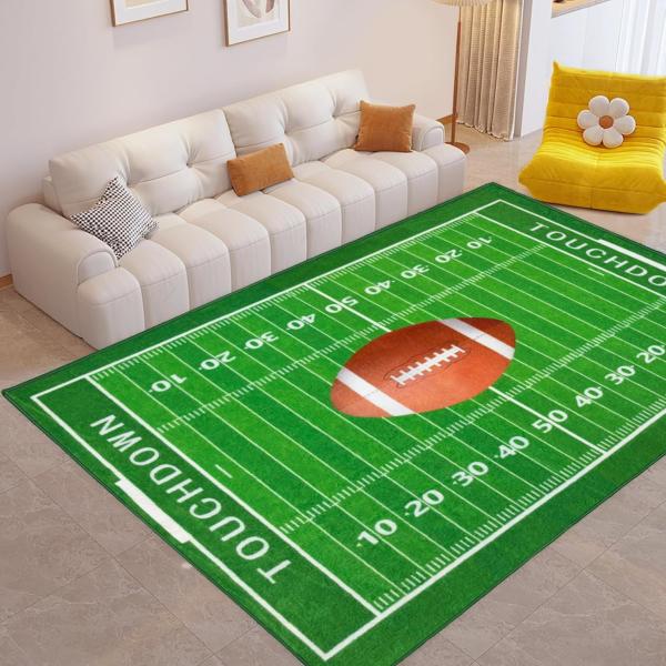 商品名:  Football Field 3x5 Rug for Boys Bedroom Sports Rugs for Boys Room Decor, Soft Football Rug for Kids Playroom, Area...