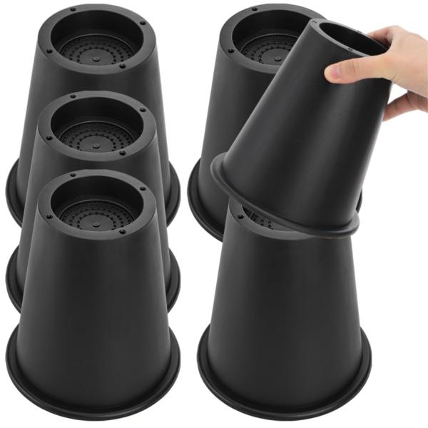 商品名: YIMITEE 6個パック 6インチ ベッドライザー、ラウンド家具ライザー 滑り止めフォームパッド付き、ブラック 高耐久 カウチリフトライザー 積み重ね可能な家具エレベーター ベッド下収納 寮、オフィス、ソファ、テーブル、椅子用 ...