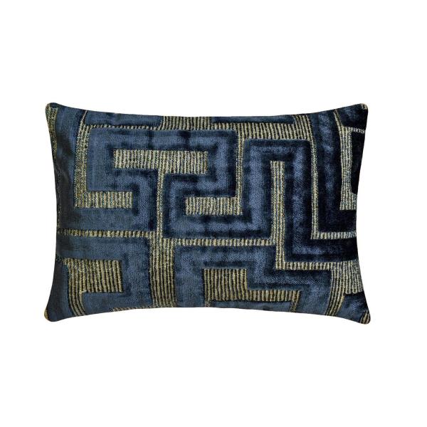 商品名:  Pack of 2 Blue Decorative Lumbar Pillow Cover 12" x 16" | Modern Velvet Oblong Cushion Cover Geometric | Velvet Lu...