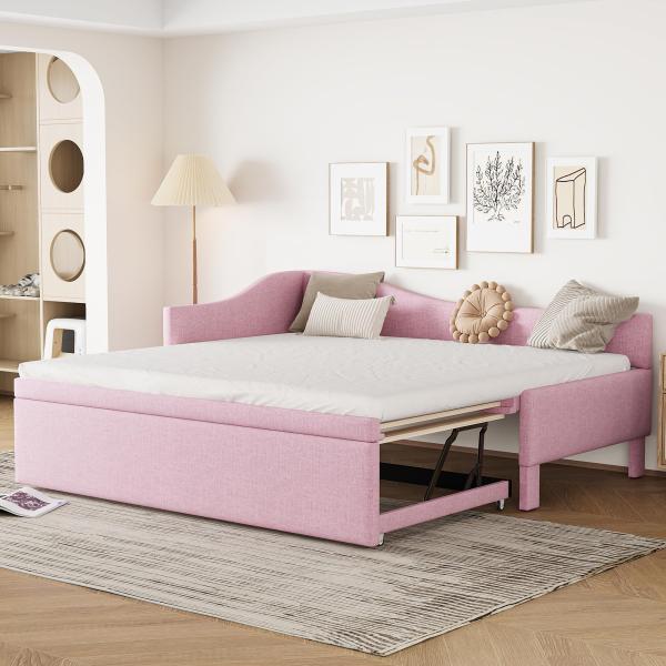 商品名:  XD Designs Elegant Upholstered Daybed with Pop Up Trundle, Twin to King Size Daybed Sofa Bed with L-Shaped Backres...