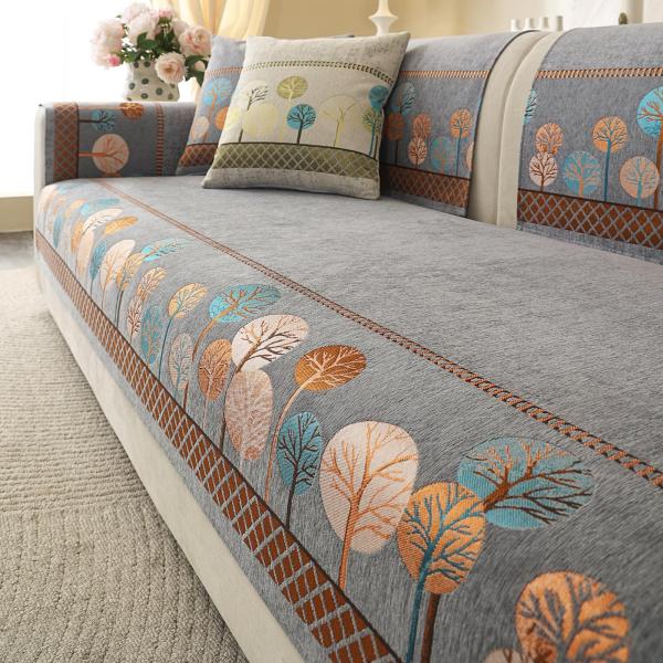 商品名: Aucrovee シェニール織 ボーホー ジャカードカウチカバー、洗えるセクショナルソファカバー クッションソファ3枚用 Lシャープソファ用 滑り止め家具プロテクター スリップカバー(27インチx27インチ グレー1枚) Aucr...