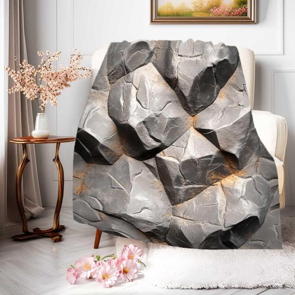 商品名:  VronTaliy Stone Texture Blanket, Soft and Cozy Throw Blanket with Realistic Rock Pattern for Living Room, Bedroom,...