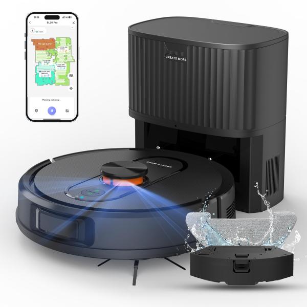 商品名:  eitton Robot Vacuum and Mop,5000Pa Robotic Vacuum Self Emptying,60 Days Hands-Free, 3-in-1 LiDAR Robot Vacuum Clea...
