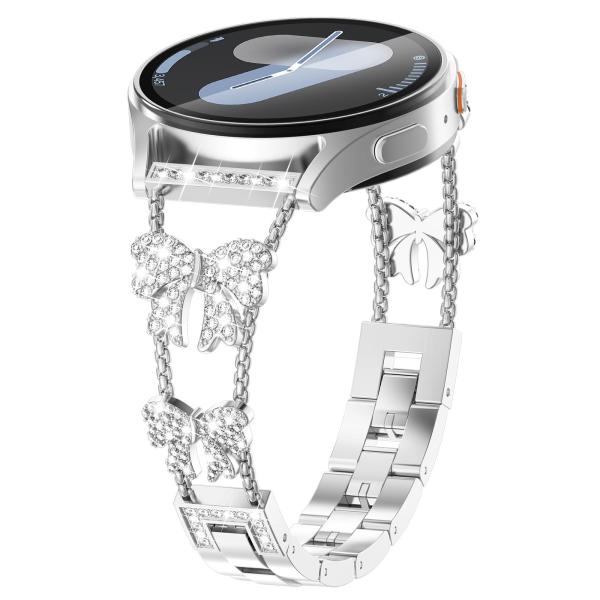 商品名: Surace Samsung Galaxy Watch 8用バンド 40mm 44mm /Galaxy Watch 8 クラシックバンド 46mm 蝶結び ダイヤモンド ラインストーン リンク ブレスレット ドレッシーメタルストラ...