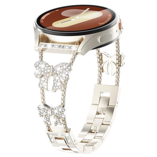 商品名: Surace Samsung Galaxy Watch 8用バンド 40mm 44mm /Galaxy Watch 8 クラシックバンド 46mm 蝶結び ダイヤモンド ラインストーン リンク ブレスレット ドレッシーメタルストラ...