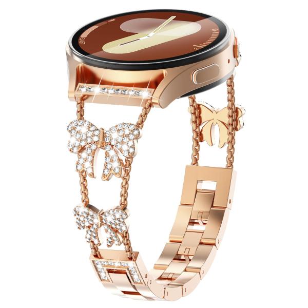 商品名: Surace Samsung Galaxy Watch 8用バンド 40mm 44mm /Galaxy Watch 8 クラシックバンド 46mm 蝶結び ダイヤモンド ラインストーン リンク ブレスレット ドレッシーメタルストラ...