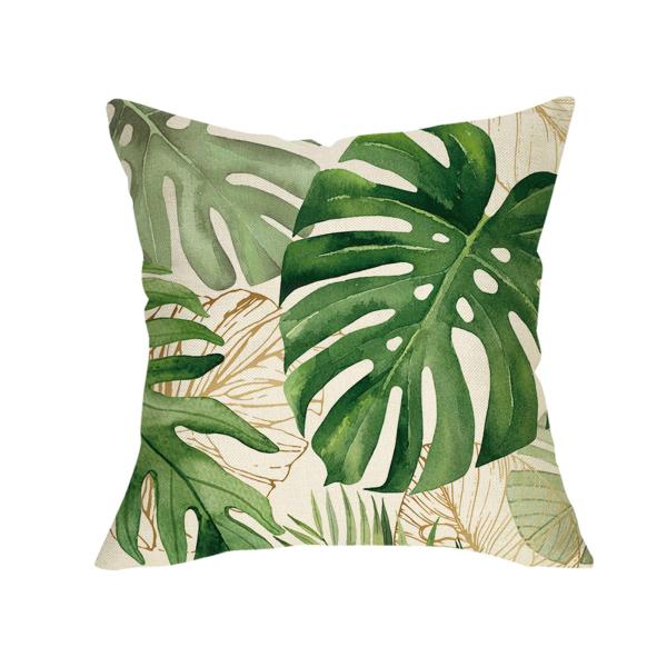 商品名: Fjfz 熱帯植物 装飾クッションカバー 18 x 18、グリーン ゴールド モンステラ ヤシの葉 ポーチ 屋外 ホームデコ 春 夏 ボタニカル ソファ カウチ クッション ケース Fjfz Tropical Plant Deco...