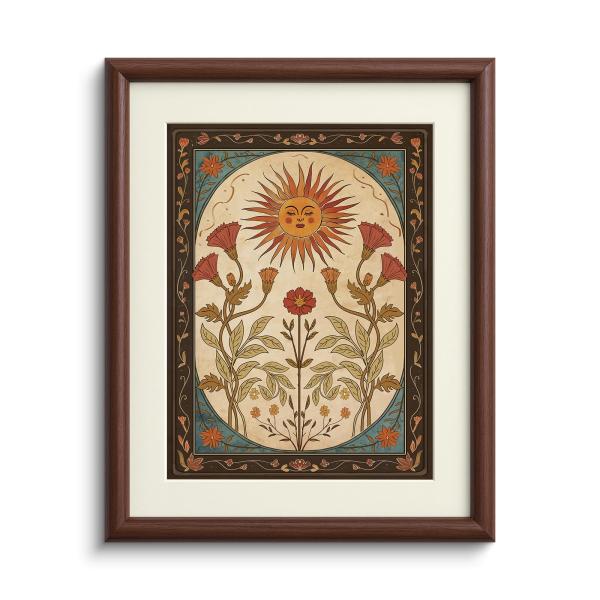 商品名: InSimSea フレーム入りキャンバスウォールアート、太陽神 InSimSea Brown Framed Canvas Wall Art, Bedroom Small Vintage Art,11x14in, Retro Sun...