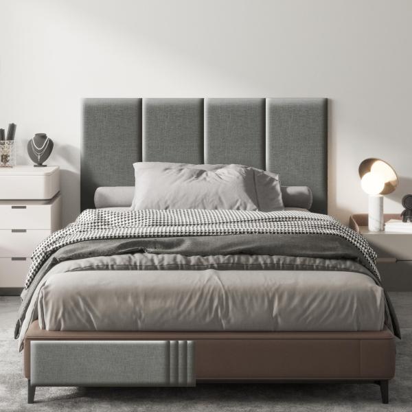 商品名:  LELEFIDO Wall Mounted Headboard, Peel and Stick Headboard Panels in Dark Grey, Reusable and Removable Padded Wall ...