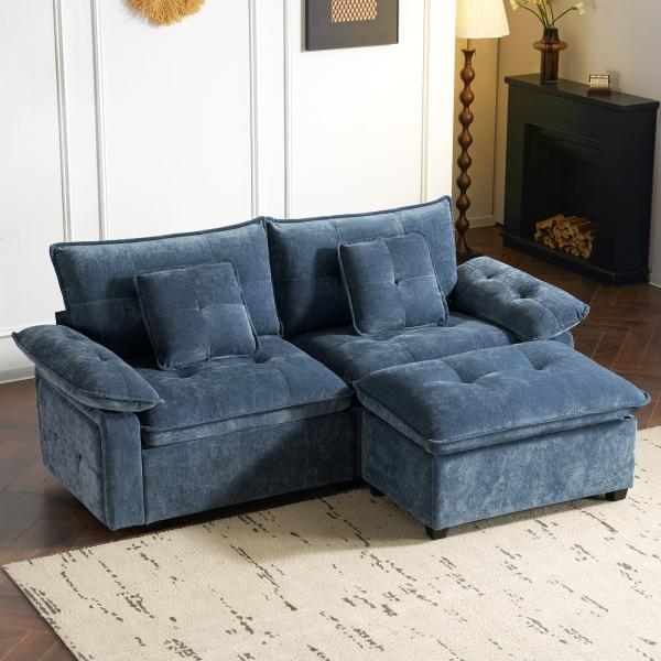 商品名:  PALLOME 82" Deep Seat Comfy Cloud Couch, Modular Sectional Sofa with Movable Ottoman, L Shaped Chenille Sofa for S...