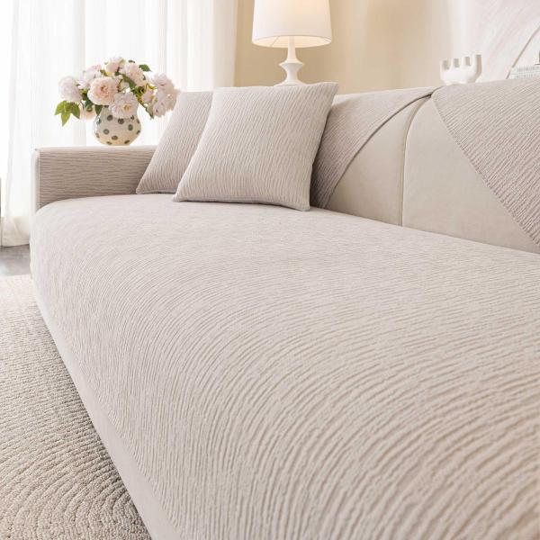 商品名: Aucrovee ソフト 防水 シェニール織カバー 洗濯可能 ノンスリップ セクショナルソファカバー 3クッションソファ用 L シャープソファスリップカバー ペット用 家具プロテクター (28インチx28インチ コーヒー1枚) A...