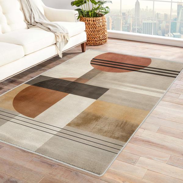 商品名:  Mid Century Modern Rugs for Living Room 3x5, Geometric Abstract Minimalist Pattern Design Area Rug, Mid Century Mo...