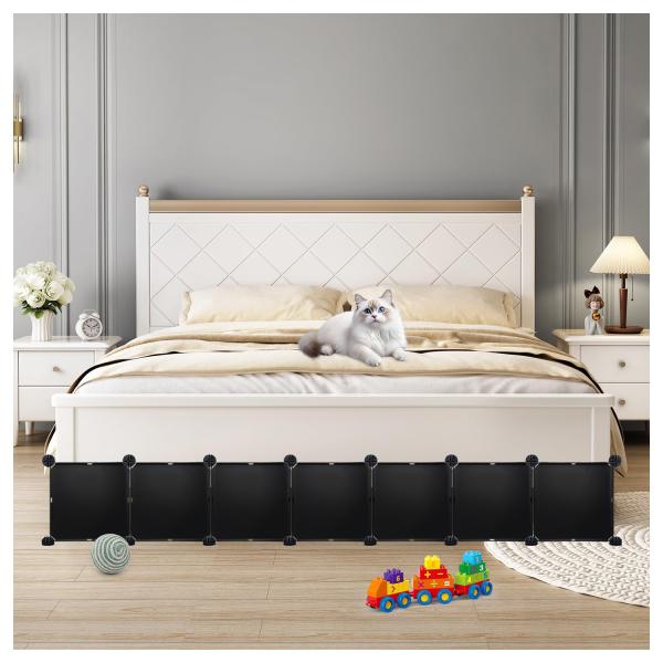 商品名: Hiflora ペット用ベッド下ブロッカー 取り付け簡単 7パック ベッド下用 83インチ カウチ下ブロッカー、拡張可能なデザイン、犬や猫をブロックし、家具の下の紛失したおもちゃを防止 30.5cmx30.54cm ブラック Hi...