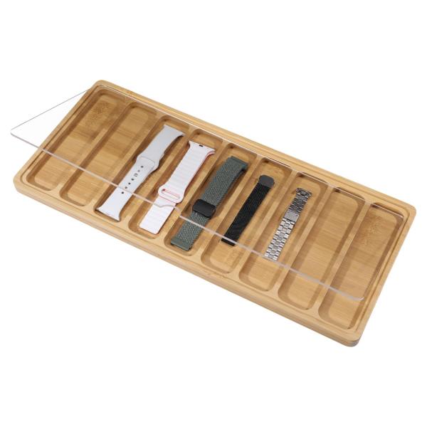 商品名: GLOBLELAND 木製時計バンド ディスプレイケース 時計バンドオーガナイザー 時計バンド9スロットディスプレイウォッチストレージケーストレー アクリルトップ蓋付き GLOBLELAND 9 Slots Wooden Watc...