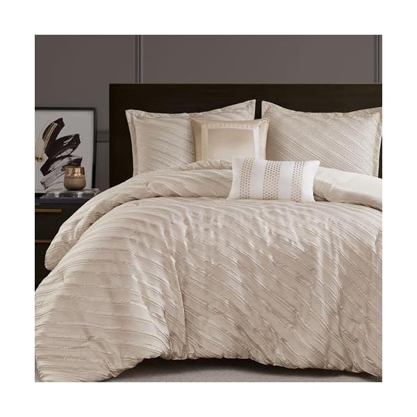 商品名:  Madison Park King Comforter Set Raised Jacquard Texture Comforters King Size Bed, All Season Down Alternative Bedd...