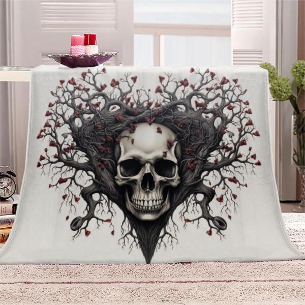 商品名:  Gothic Skull Throw Blanket Twin Size - Abstract Love Tree Design, Ultra-Soft Fleece Plush Blanket for Couch Bed So...
