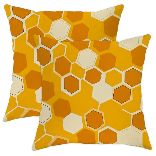 商品名:  Color Blocks Honeycomb Pillow Covers 20x20 Set of 2, Comfy Breathable Funny Insect Velvet Pillow Cases Kit with Zi...