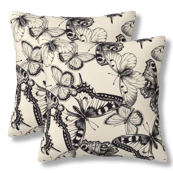 商品名: ZYNTIRAX 蝶々 スローピローカバー 黒と白の蝶 枕カバー 18x18インチ 2枚セット ビンテージバタフライパターン 枕カバー 正方形 クッションケース ソファ用 ZYNTIRAX Butterflies Throw Pi...