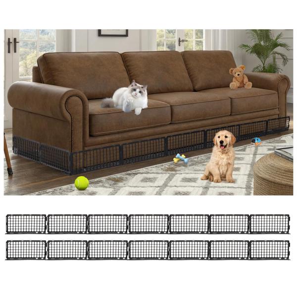商品名: カウチブロッカー 14個パック 16.9フィート ペット用 ベッド下ブロッカー ペット&amp;おもちゃが家具の下に隠れるのを防止 取り外し可能 ソファベッドの下に設置可能 ソファベッド/ソファキャビネット用 ブラック 6.5" ...